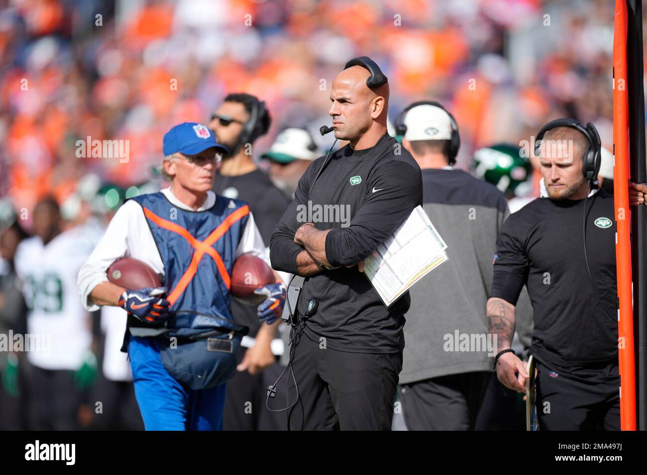 New York Jets head coach Robert Saleh during the first half of an NFL ...