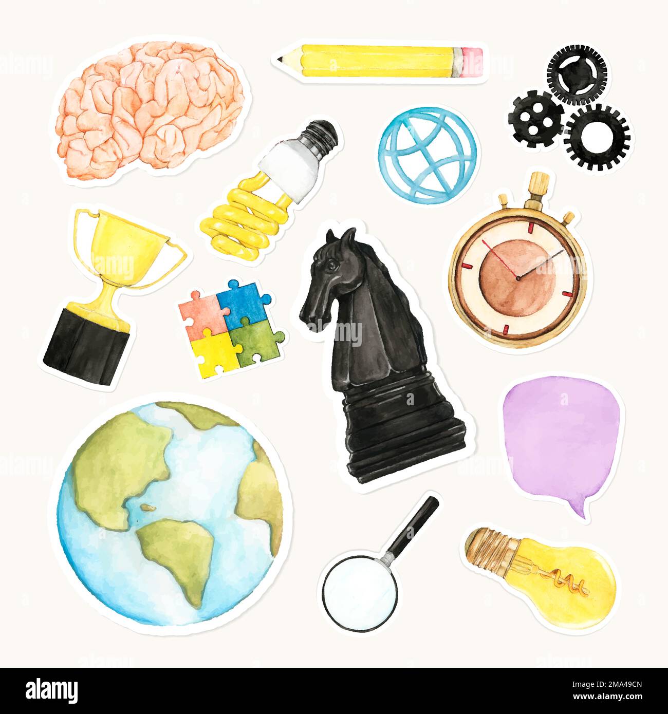 Hand drawn strategy and team stickers set vector Stock Vector Image ...