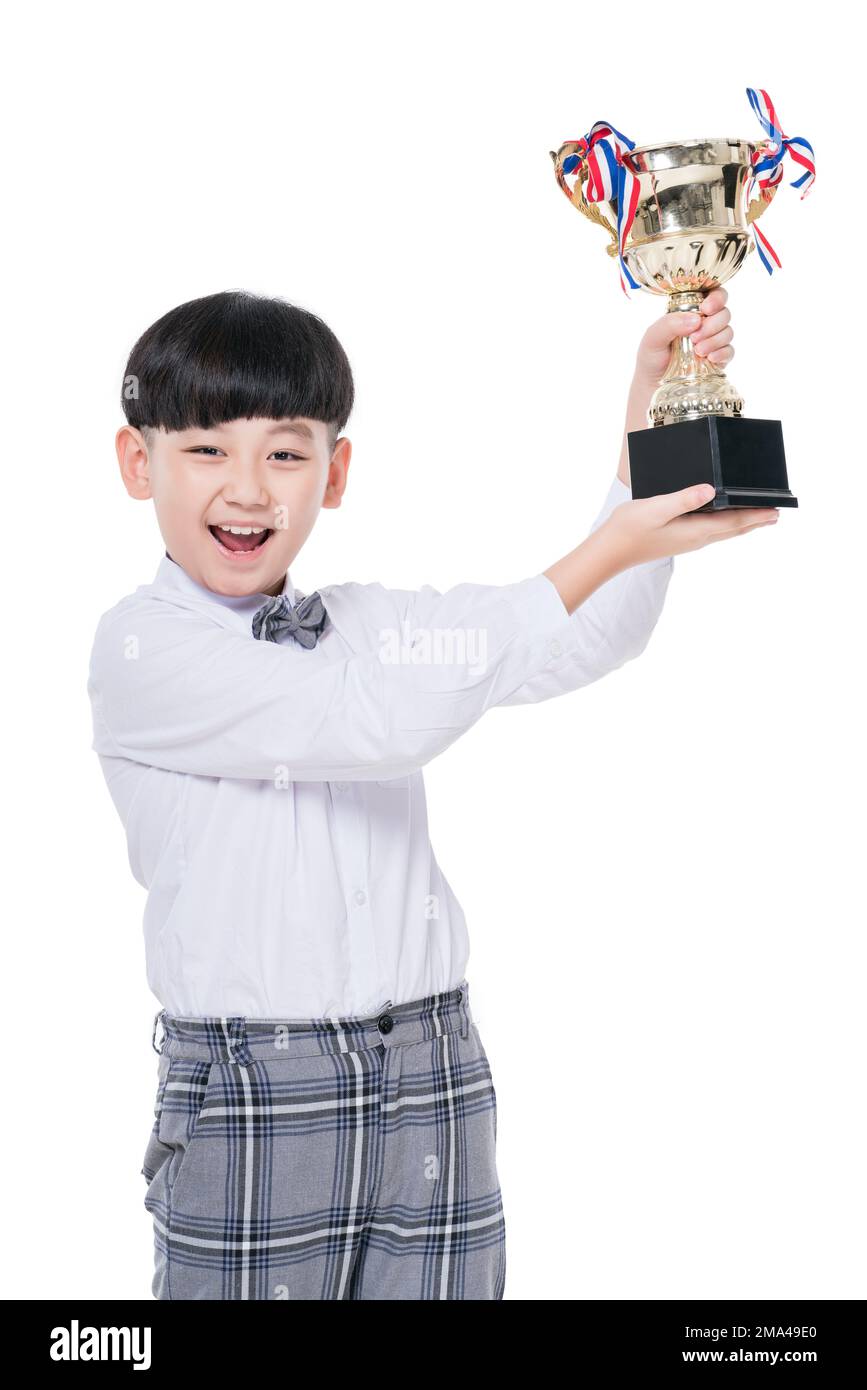 Happy pupils holding the cup Stock Photo - Alamy