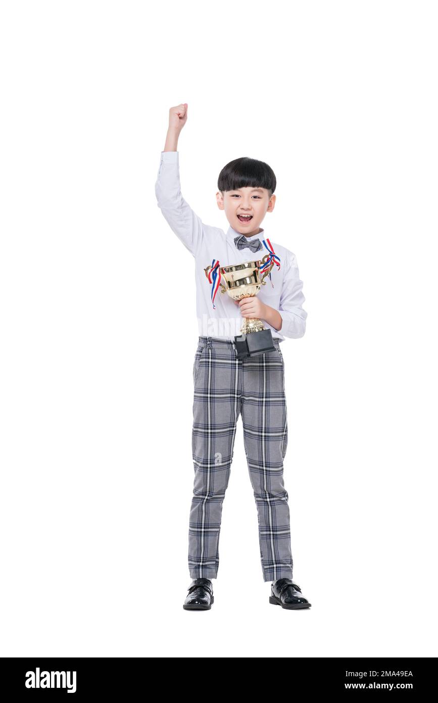 Happy pupils holding the cup Stock Photo - Alamy