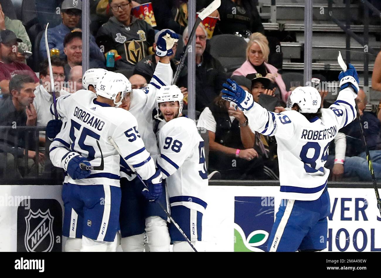 Toronto Maple Leafs players celebrate a goal by right wing William ...