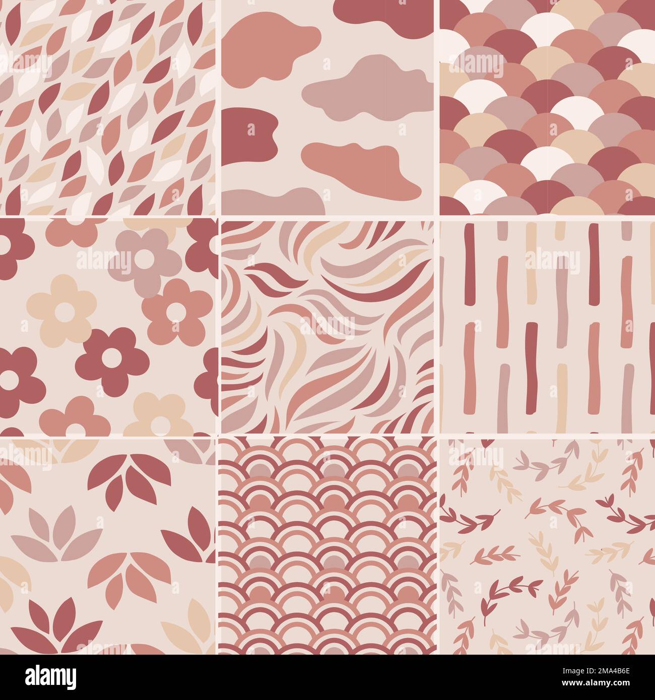 Pastel pink seamless patterns set vector Stock Vector Image & Art - Alamy