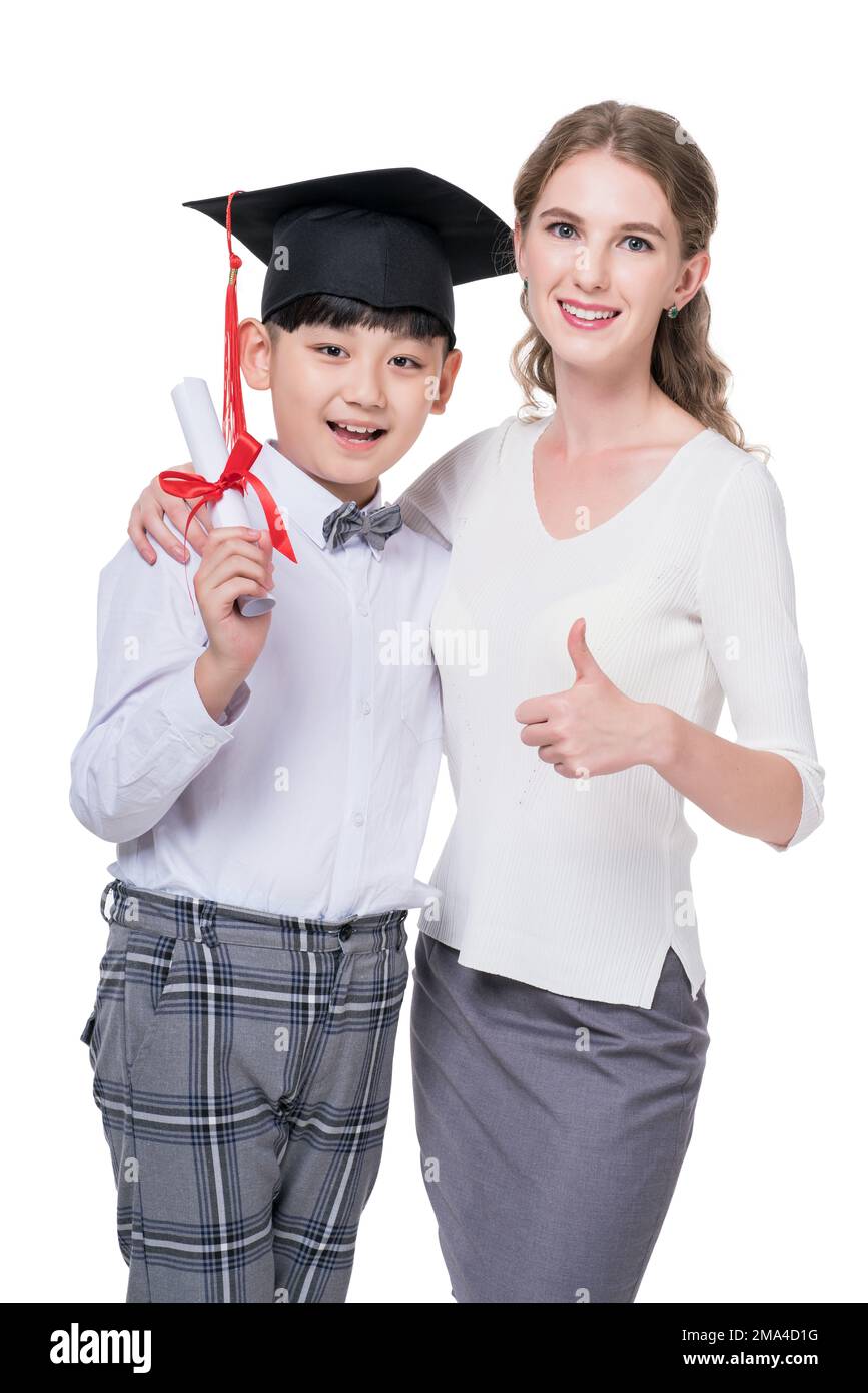 Graduated from elementary school students and the teachers Stock Photo ...