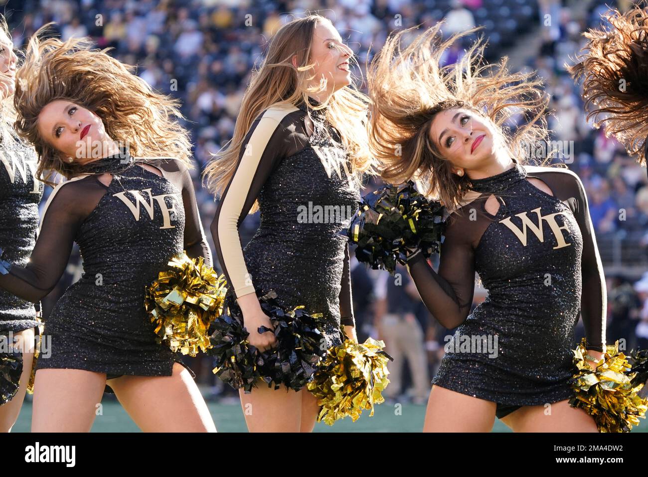 Wake Forest cheerleaders perform during the first half of an NCAA ...