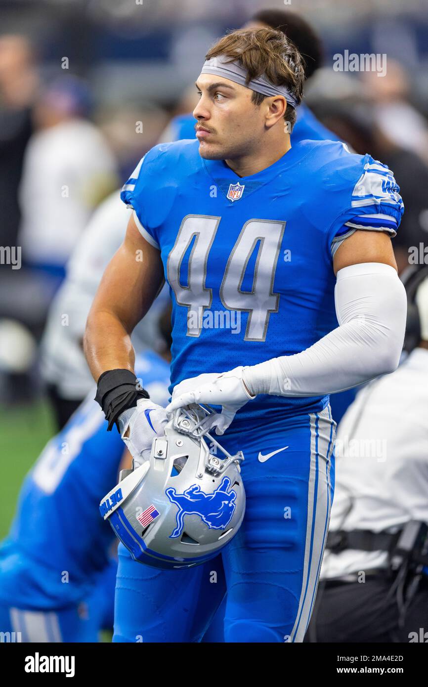 Detroit Lions linebacker Malcolm Rodriguez (44) is seen during an NFL ...