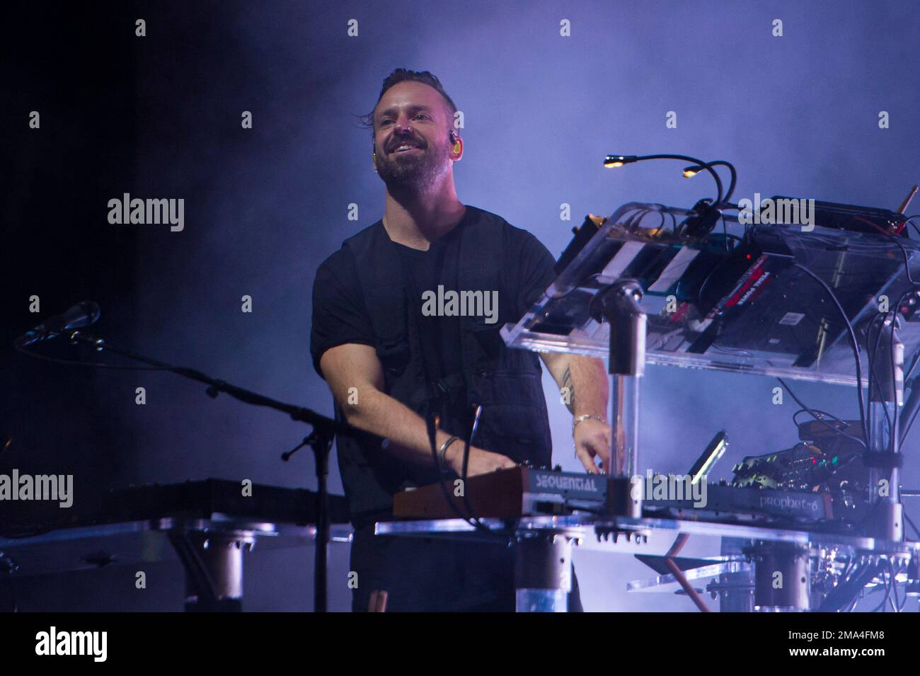 Jon George of Rufus Du Sol perform on Sunday, Oct. 23, 2022, in Miami ...