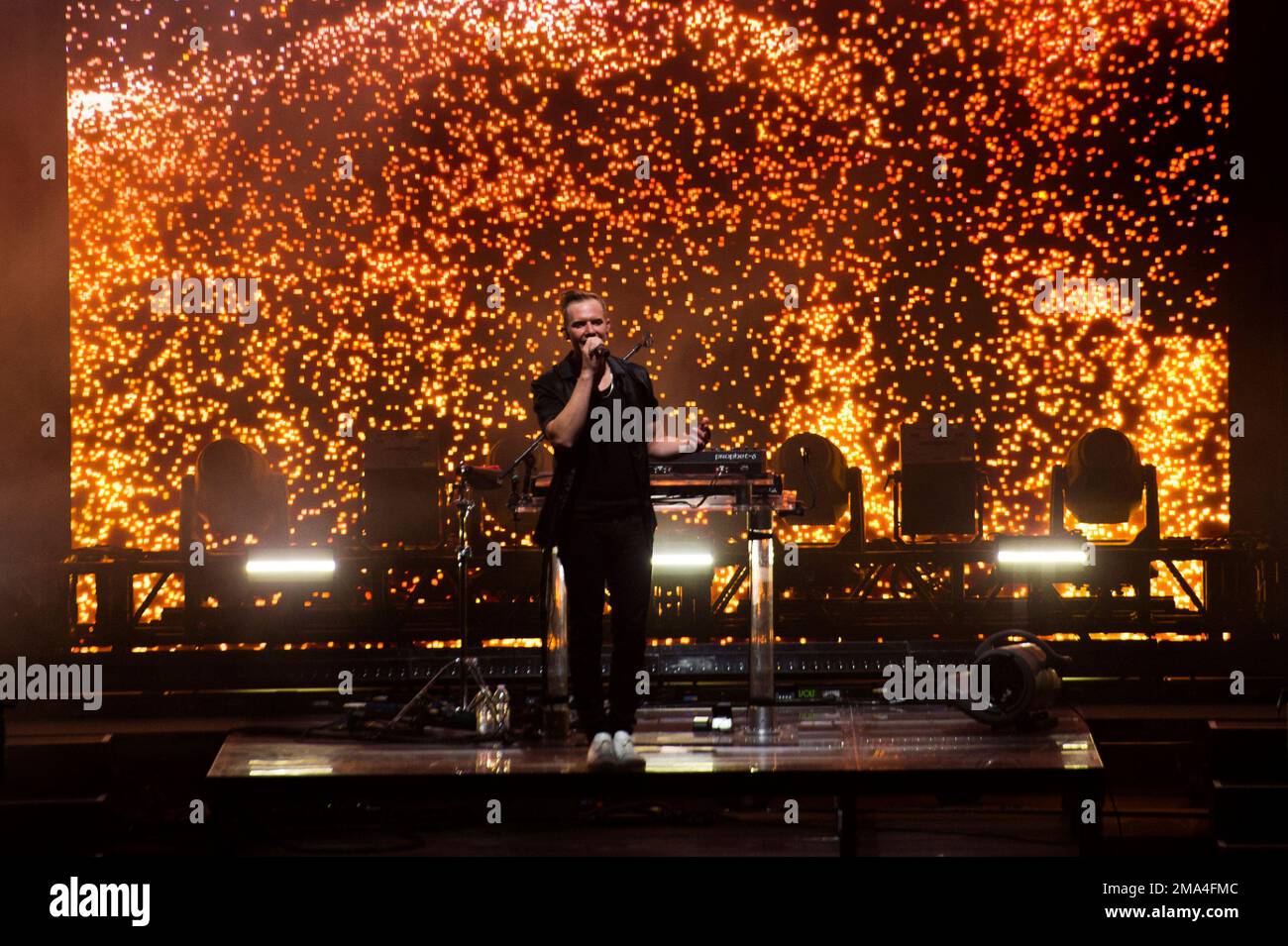 Tyrone Lindqvist of Rufus Du Sol perform on Sunday, Oct. 23, 2022, in ...