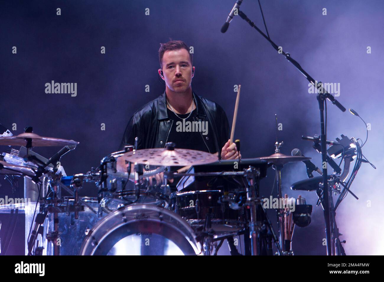 James Hunt of Rufus Du Sol perform on Sunday, Oct. 23, 2022, in Miami ...