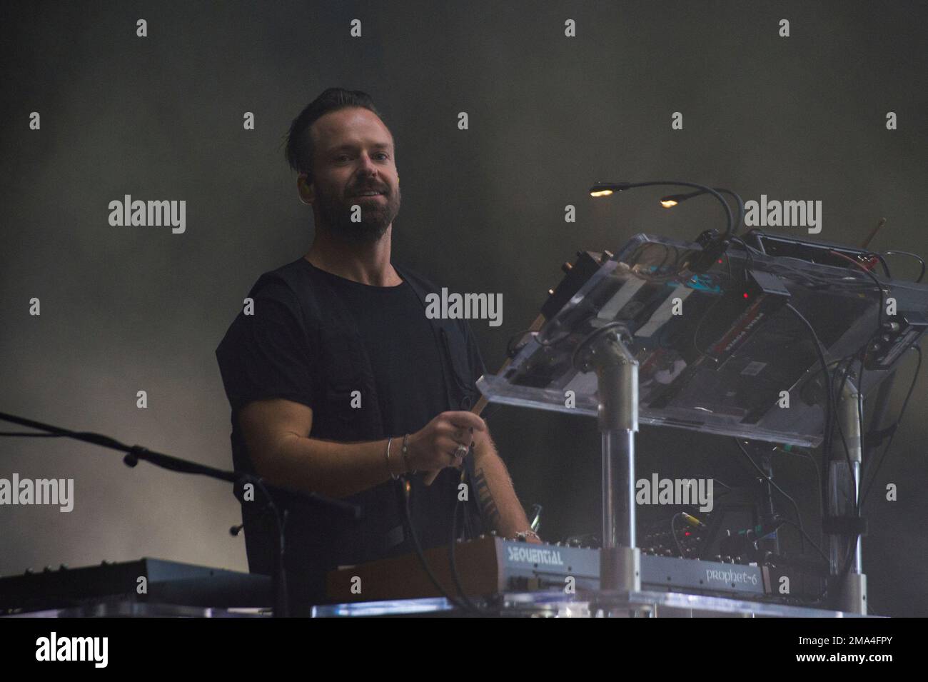 Jon George of Rufus Du Sol perform on Sunday, Oct. 23, 2022, in Miami ...