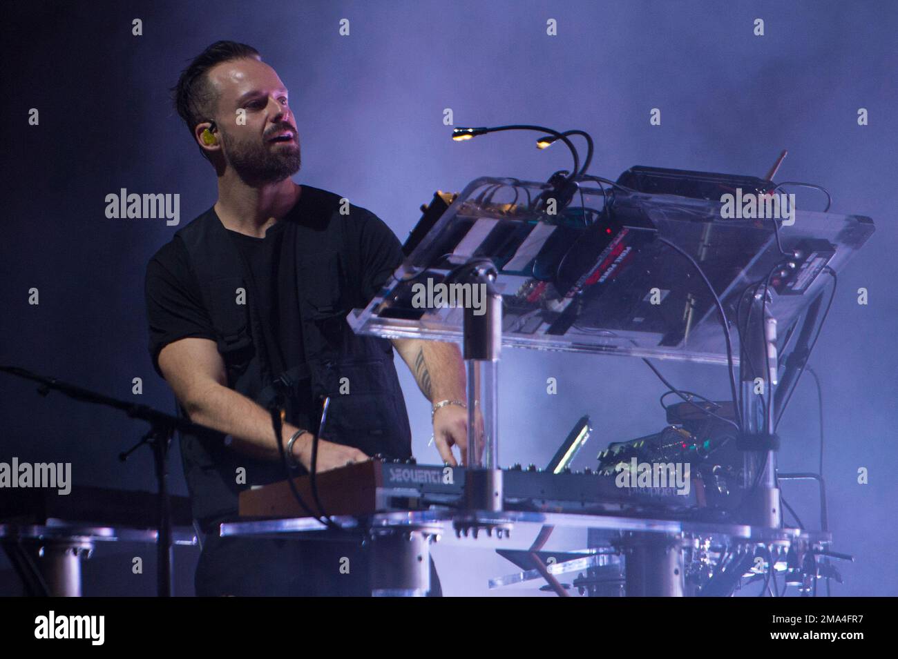 Jon George of Rufus Du Sol perform on Sunday, Oct. 23, 2022, in Miami ...