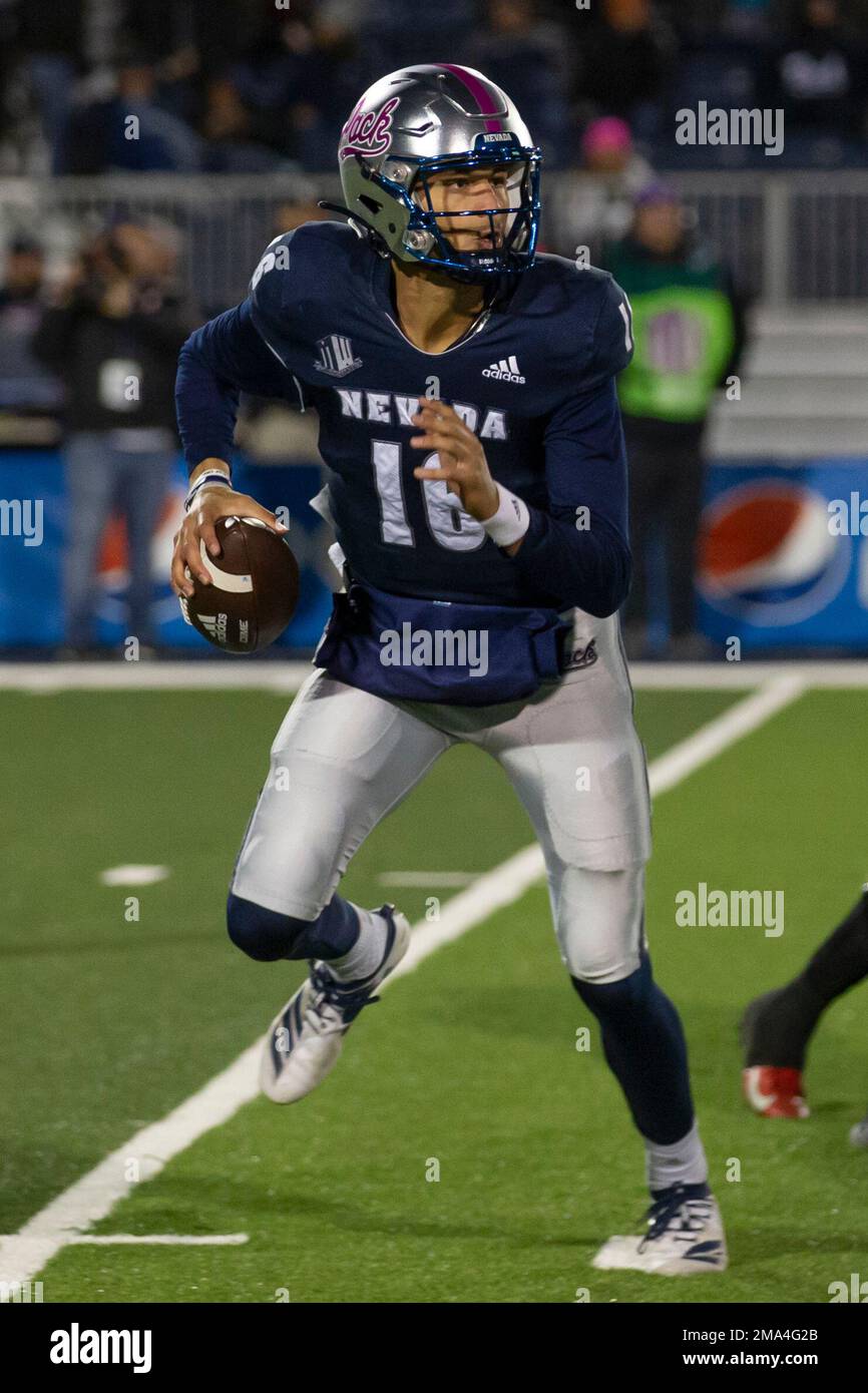 Nevada quarterback Nate Cox (16) drops back against San Diego State in ...