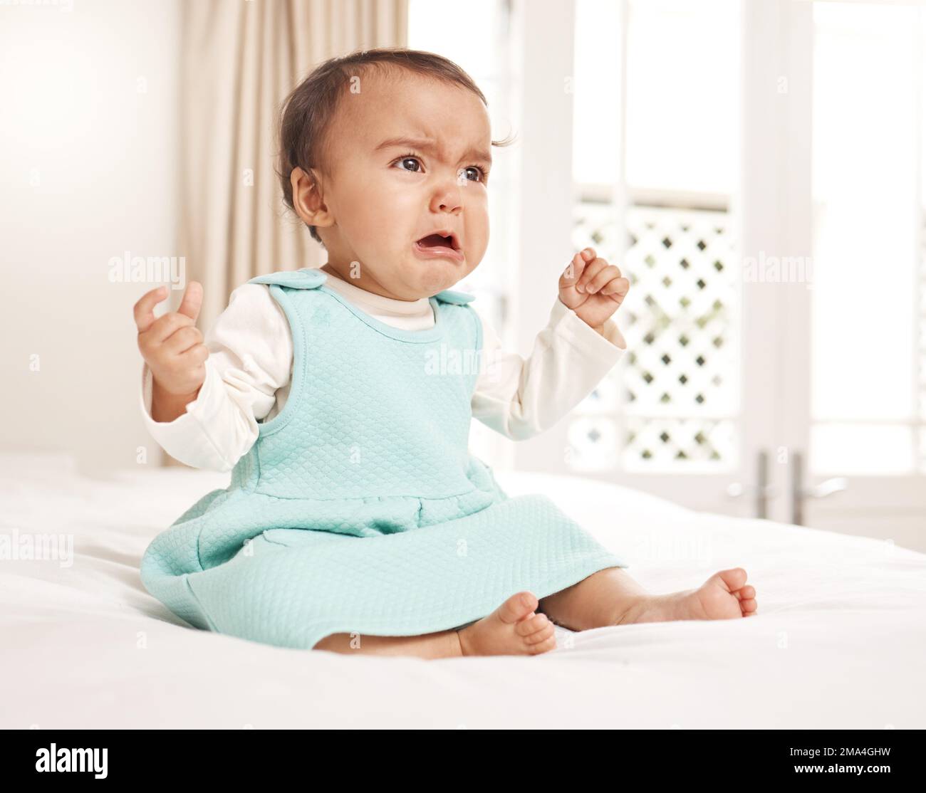 Sad girl sitting bed hi-res stock photography and images - Alamy