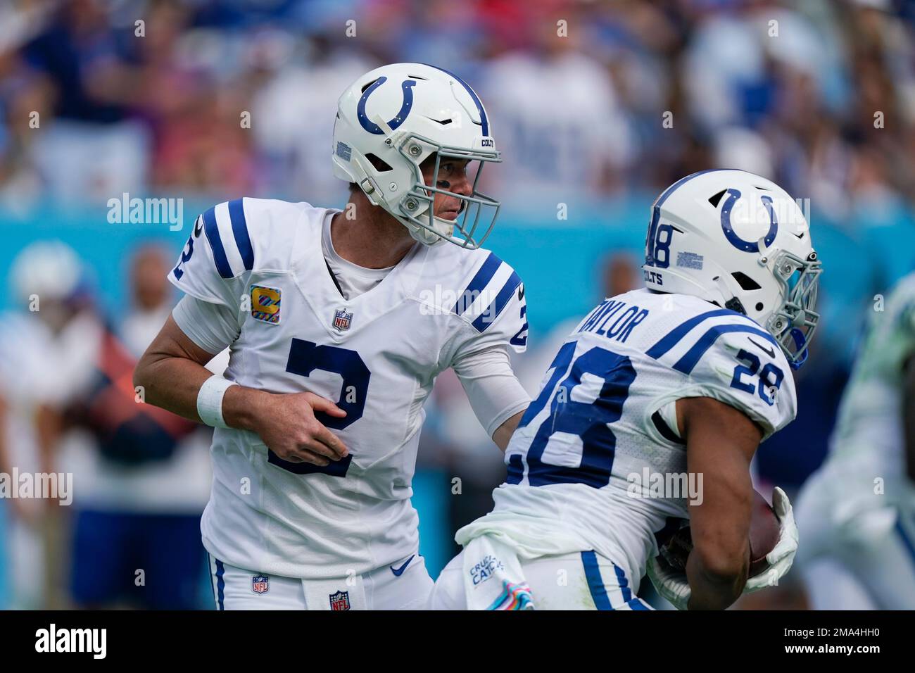 Indianapolis Colts quarterback Matt Ryan (2) hands off to running back ...