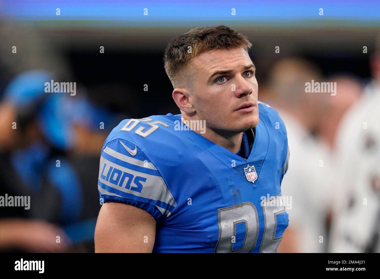 Detroit Lions wide receiver Tom Kennedy walks along the sideline during ...
