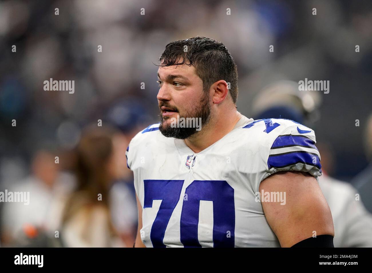 Dallas Cowboys guard Zack Martin walks off the field after an NFL ...
