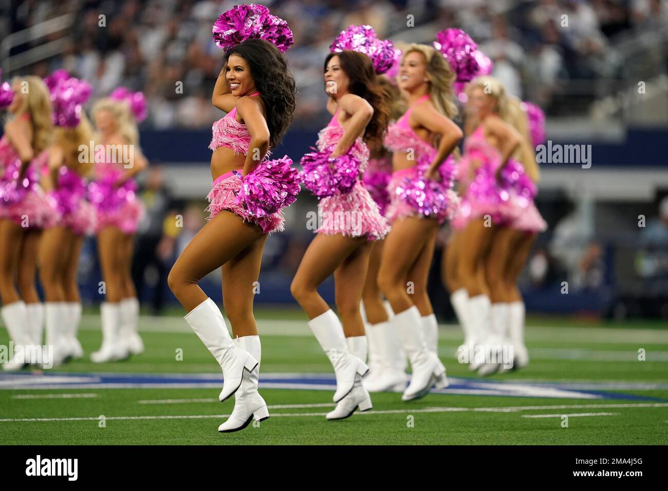 The Dallas Cowboys Cheerleaders perform during halftime of an NFL ...