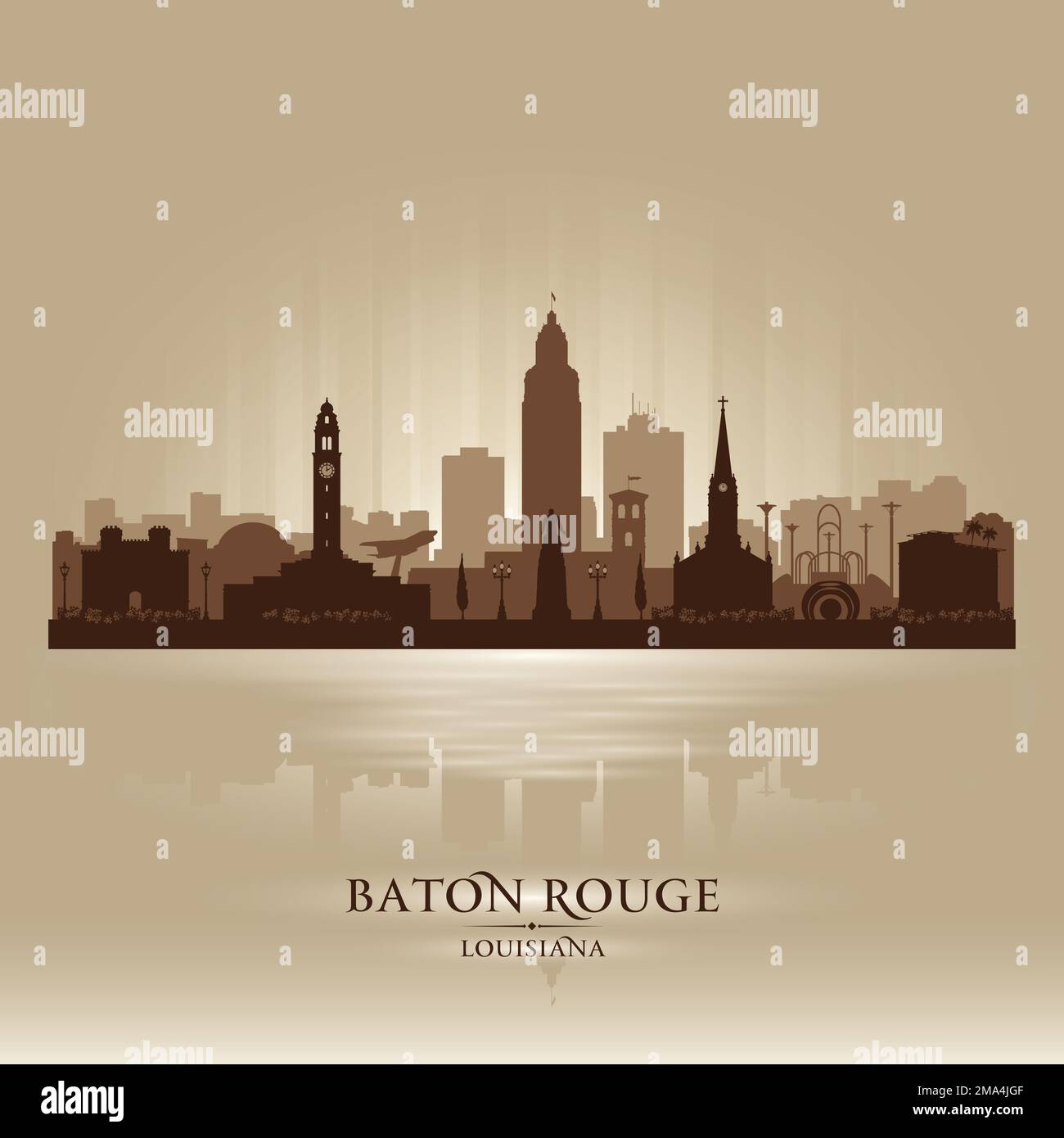 Baton Rouge Louisiana city skyline vector silhouette illustration Stock ...