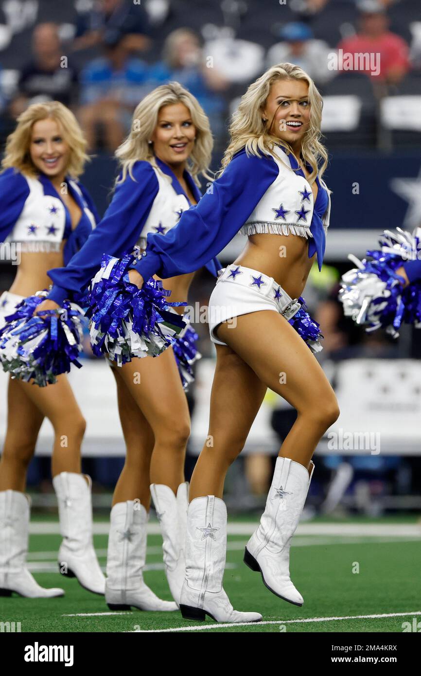 The Dallas Cowboys Cheerleaders perform before the start of an NFL ...