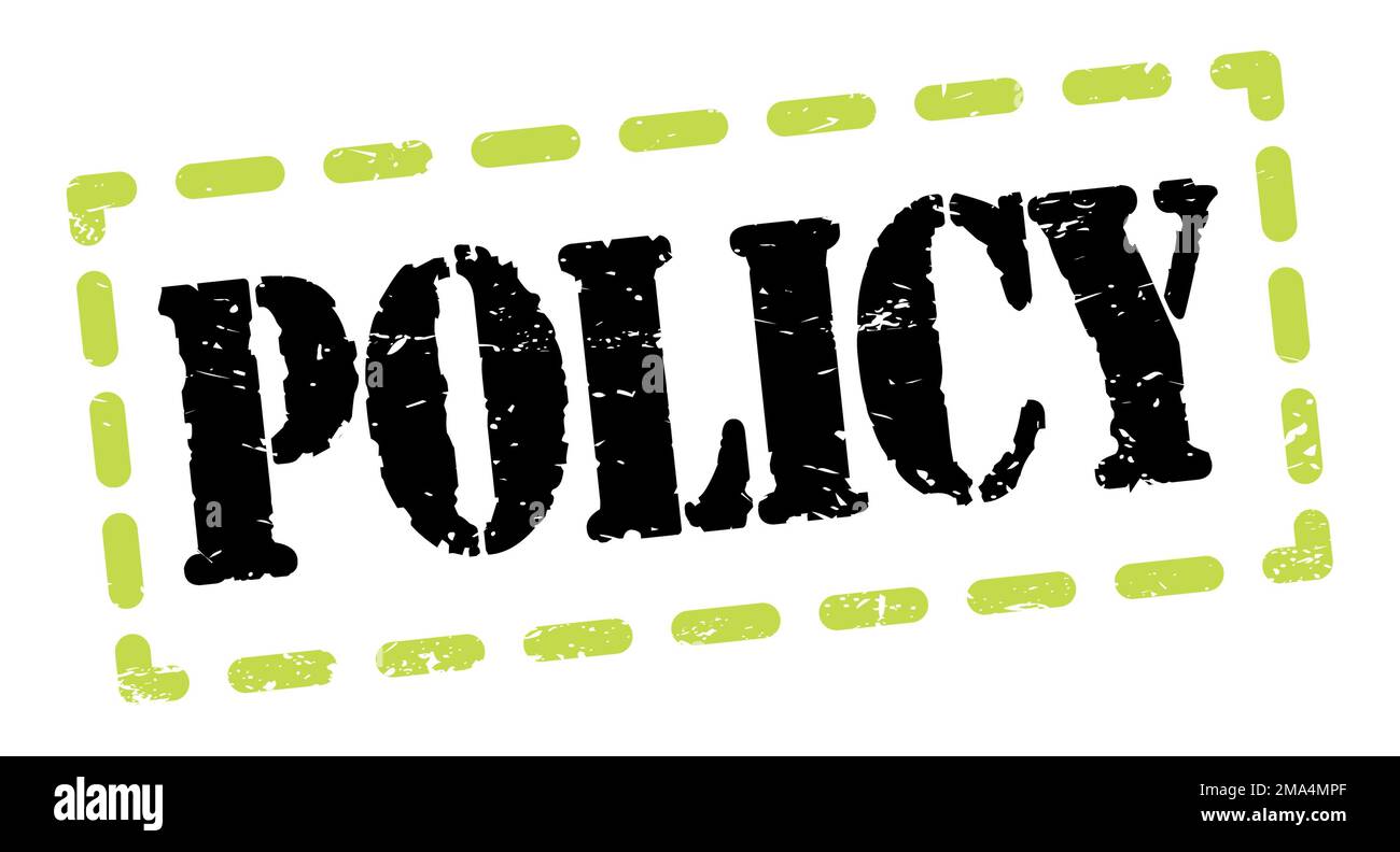 POLICY text written on green-black dash stamp sign Stock Photo - Alamy