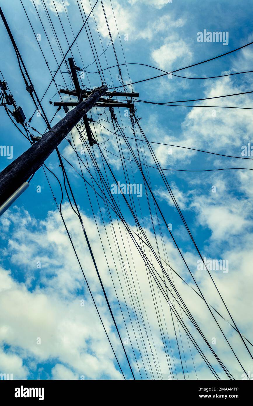 Utility pole and cables Stock Photo - Alamy