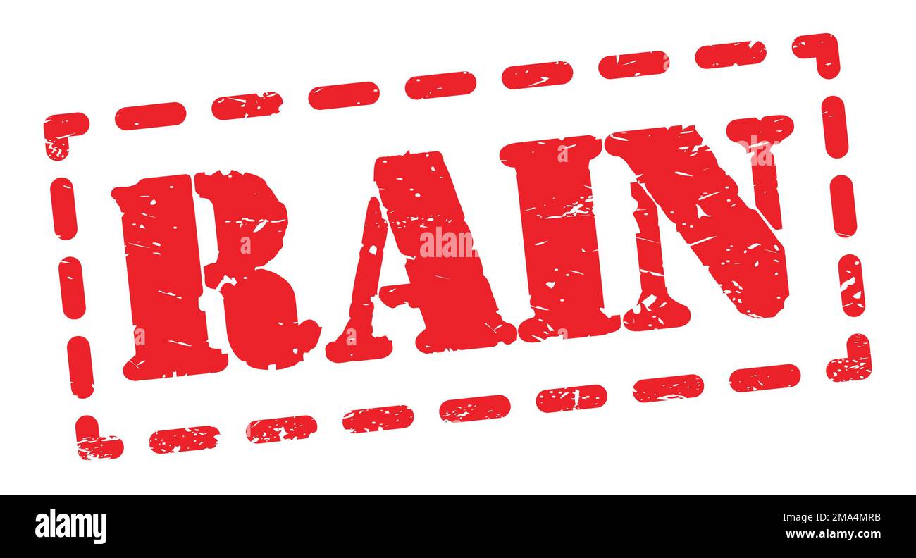 RAIN text written on red dash stamp sign Stock Photo - Alamy