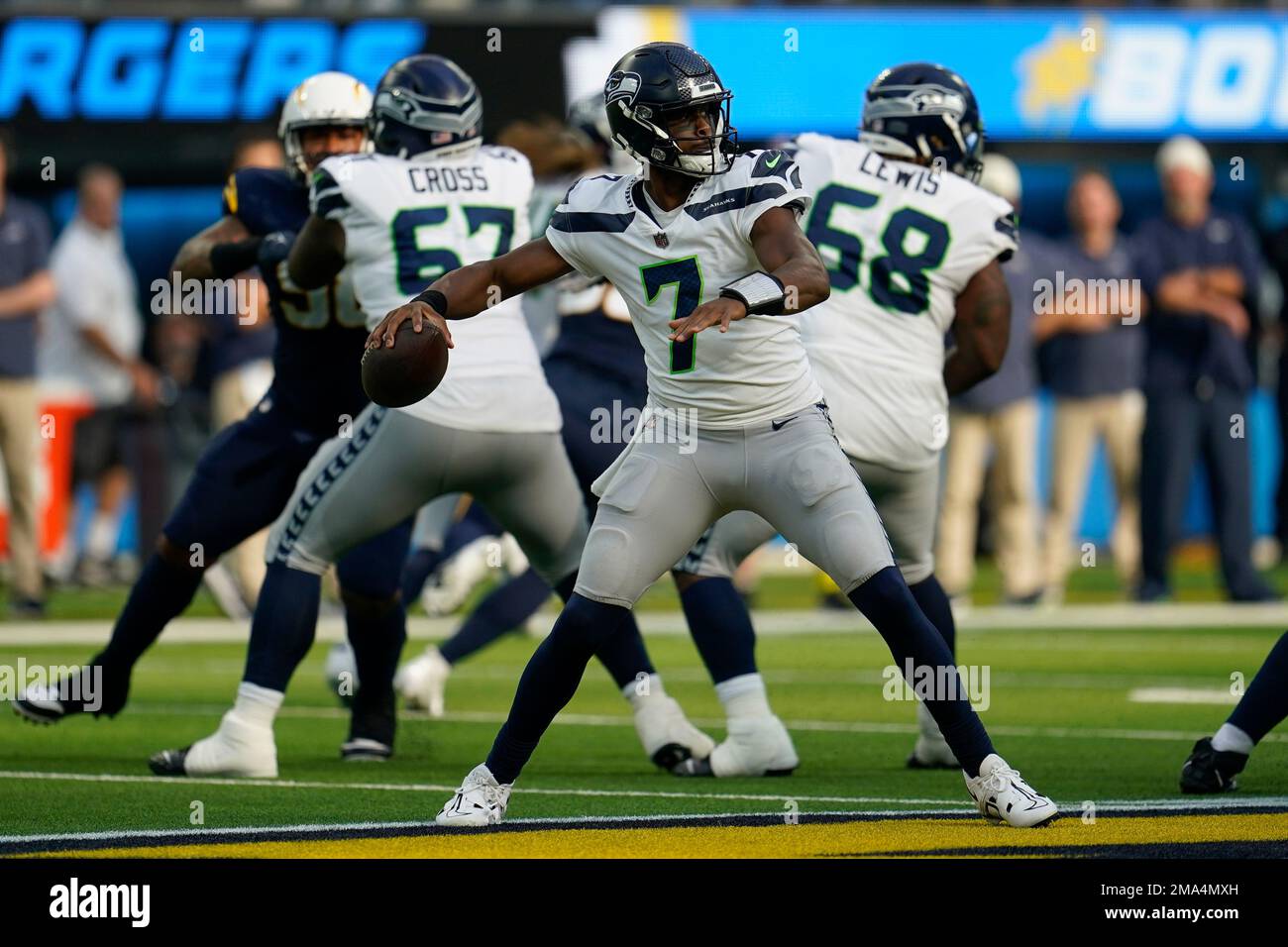 Seattle Seahawks quarterback Geno Smith (7) throws during the second ...