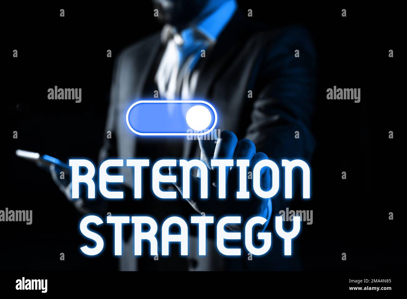 Hand writing sign Retention Strategy. Business showcase activities to ...