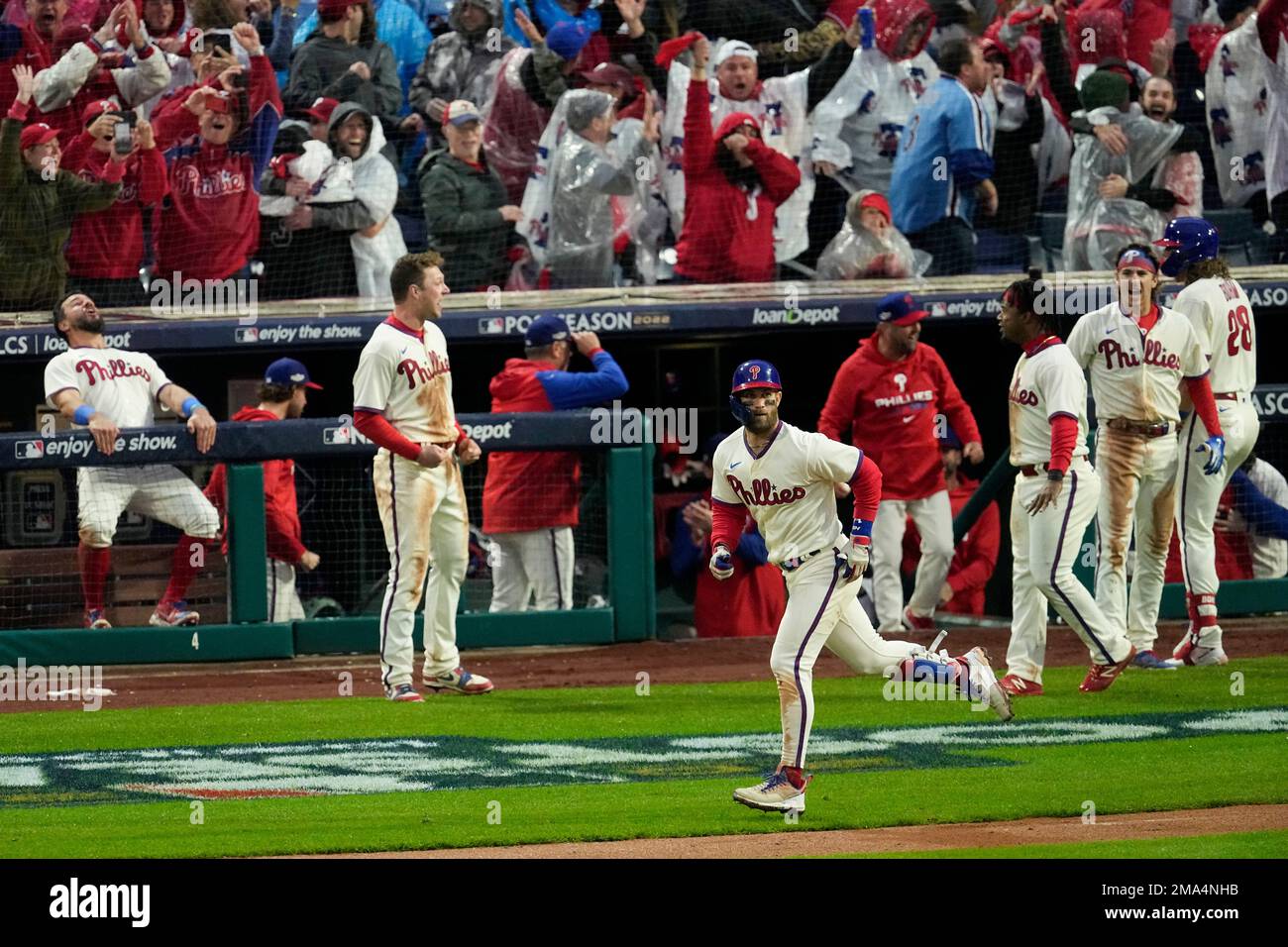 Philadelphia Phillies' Bryce Harper rounds the bases after a two-run ...