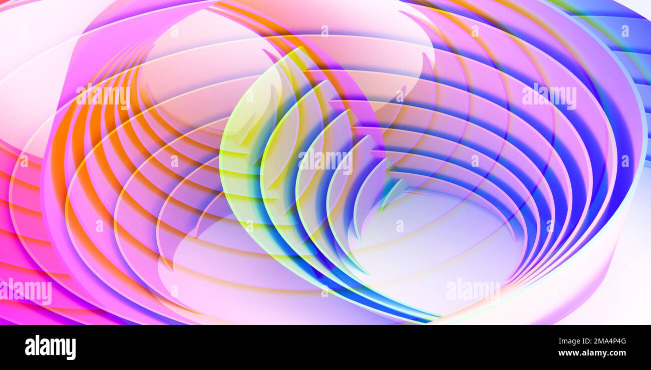 Abstract digital graphic background with intersected colorful spirals ...