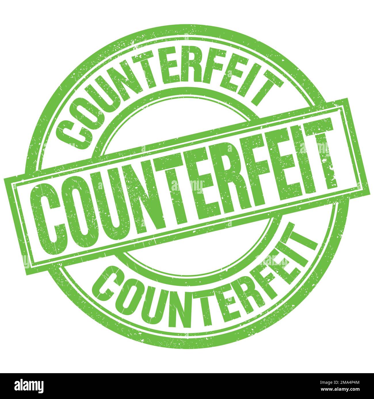 COUNTERFEIT text written word on green round stamp sign Stock Photo - Alamy