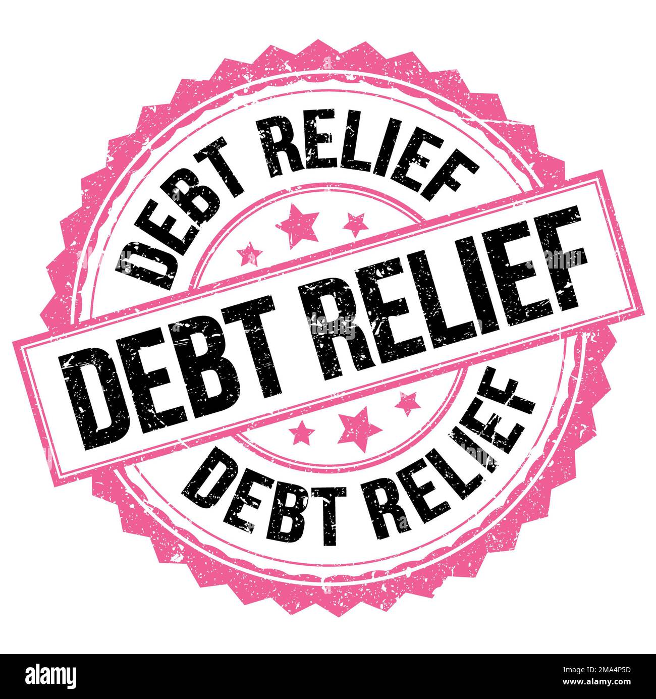 DEBT RELIEF text written on pink-black round stamp sign Stock Photo - Alamy