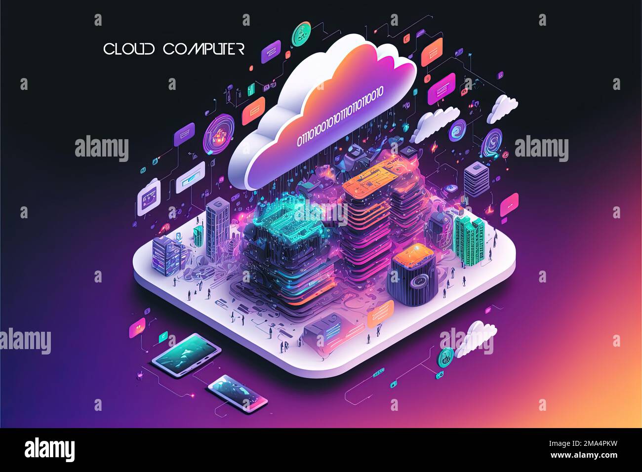 Computer Apps and Cloud native Technologies Conceptual Illustration ...