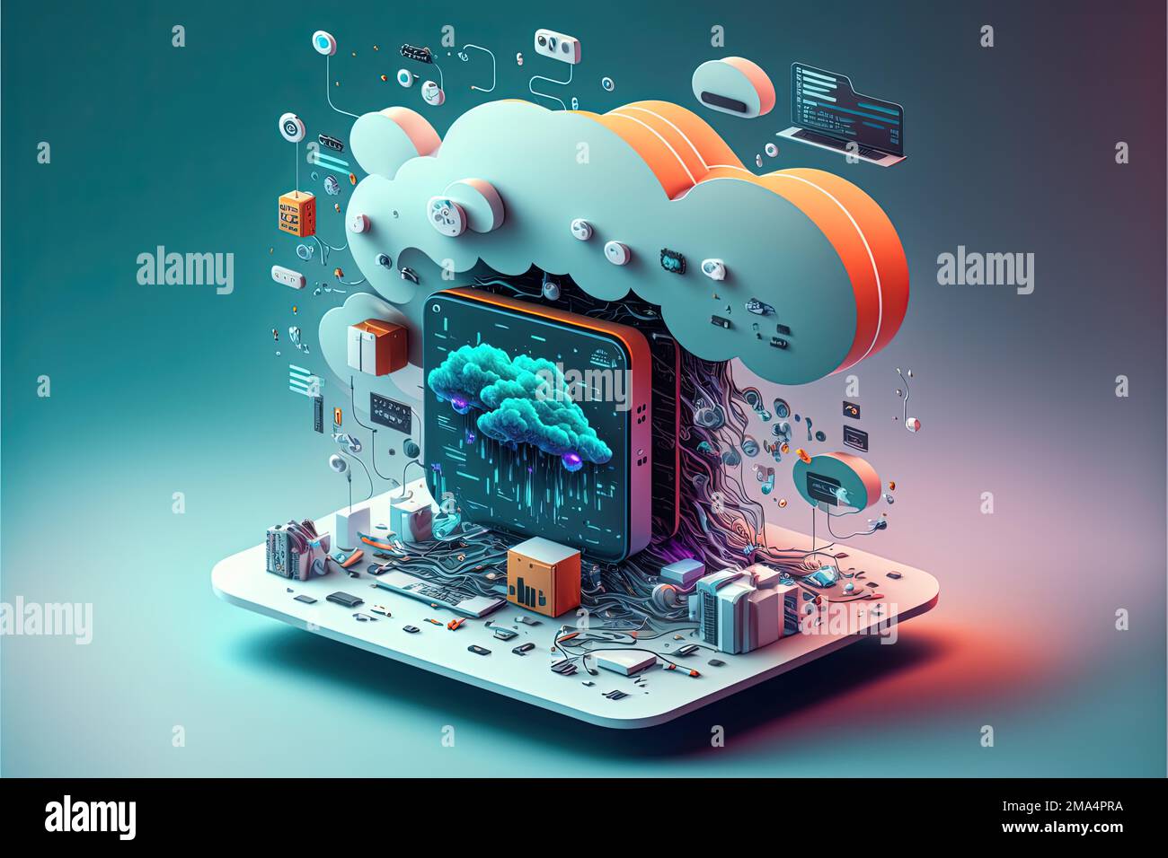 Computer Apps and Cloud native Technologies Conceptual Illustration ...