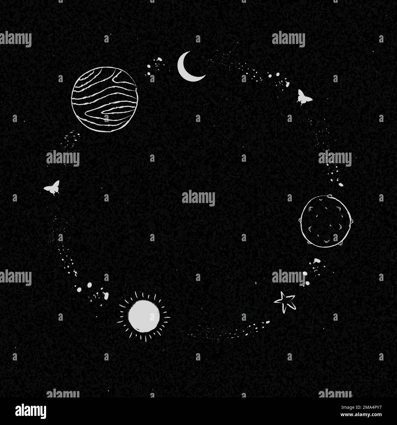 Galaxy decorated minimal line art frame vector Stock Vector Image & Art ...