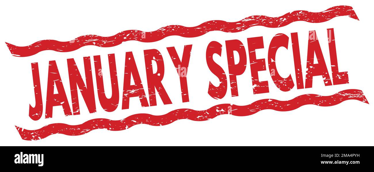 JANUARY SPECIAL text written on red lines stamp sign Stock Photo - Alamy