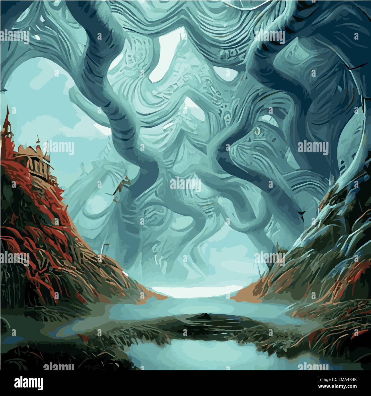 Forest trees drawing line art hi-res stock photography and images - Alamy