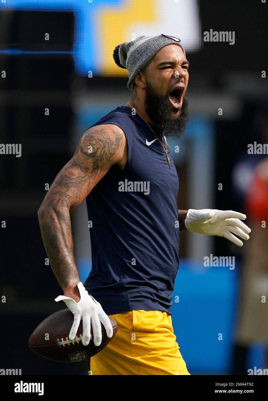 Los Angeles Chargers wide receiver Keenan Allen (13) yawns while ...