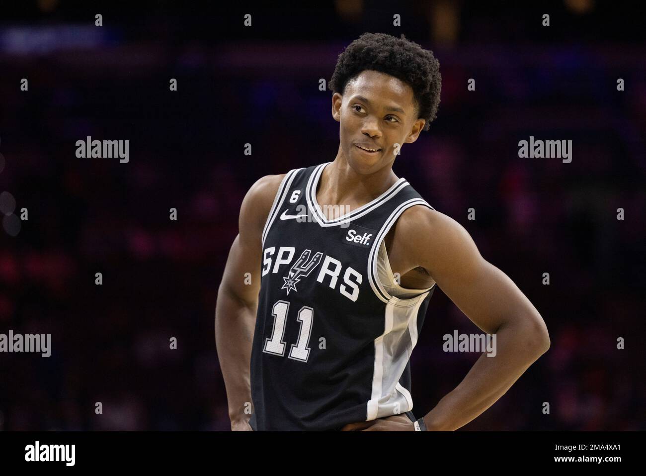 San Antonio Spurs guard Joshua Primo (11) in action during an NBA ...