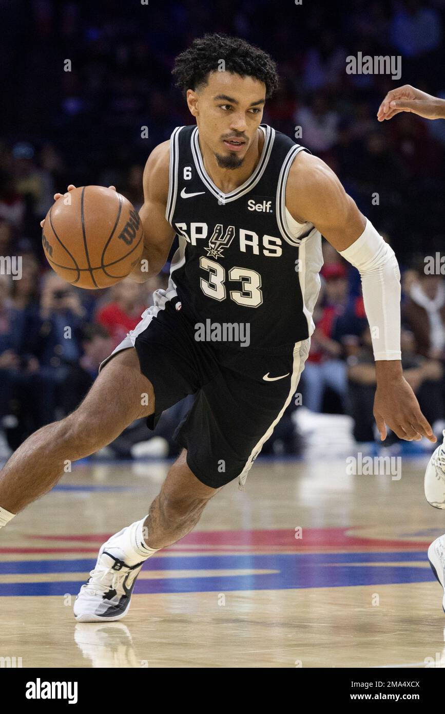 San Antonio Spurs guard Tre Jones (33) in action during an NBA ...