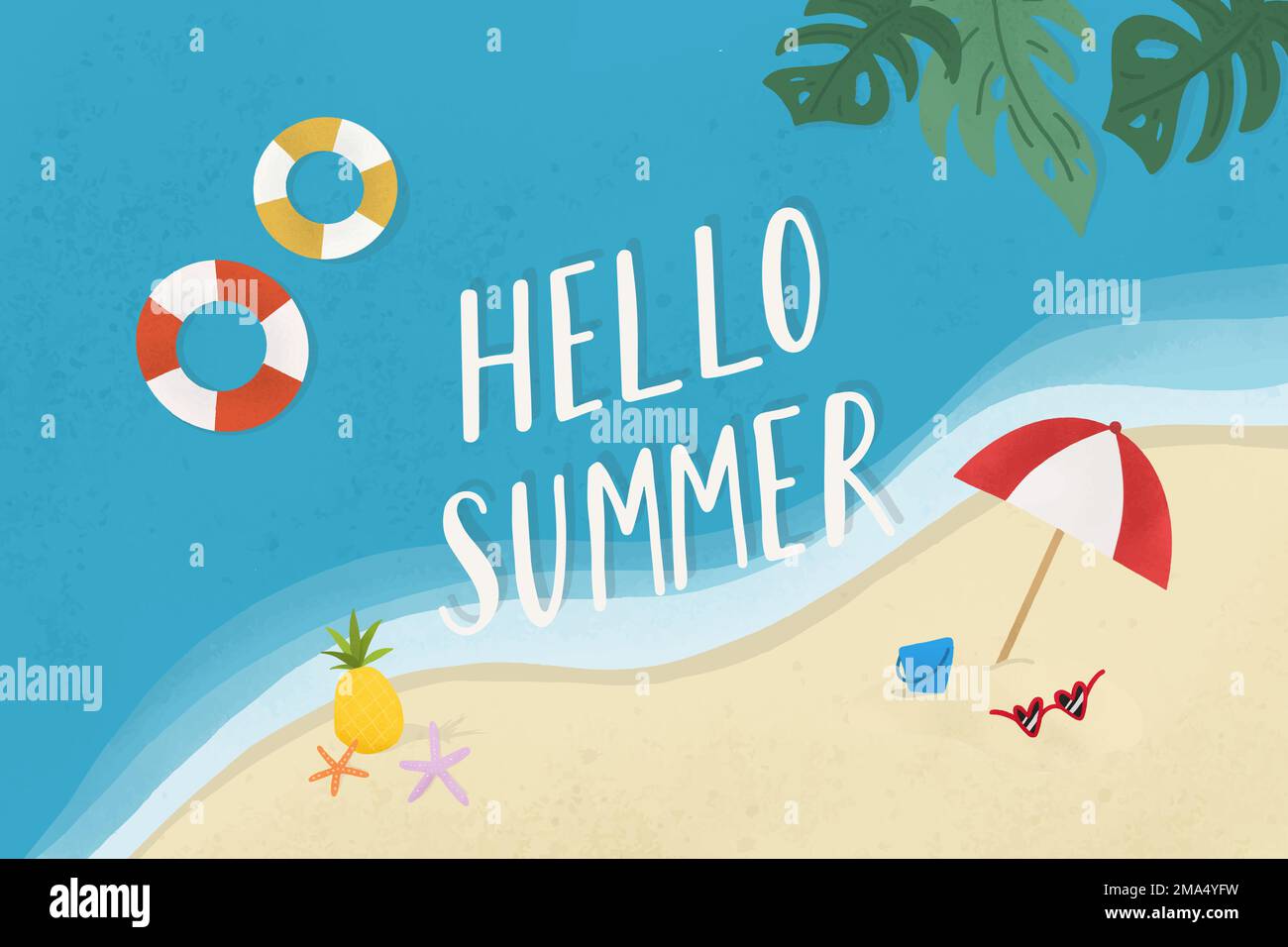 Hello summer on the beach vector Stock Vector Image & Art - Alamy