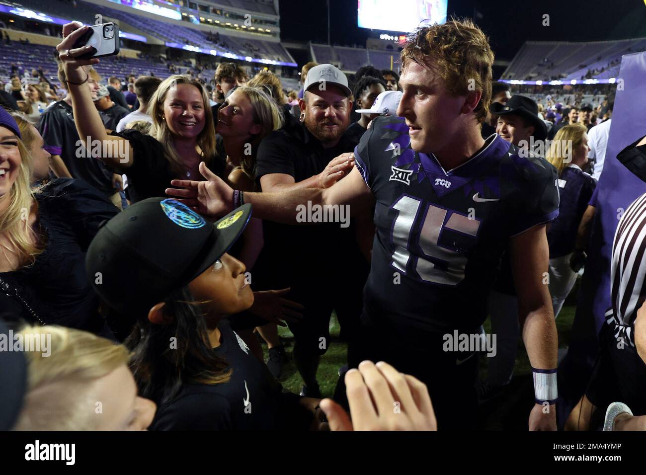 Fans Congratulate Tcu Quarterback Max Duggan 15 After The Win Over