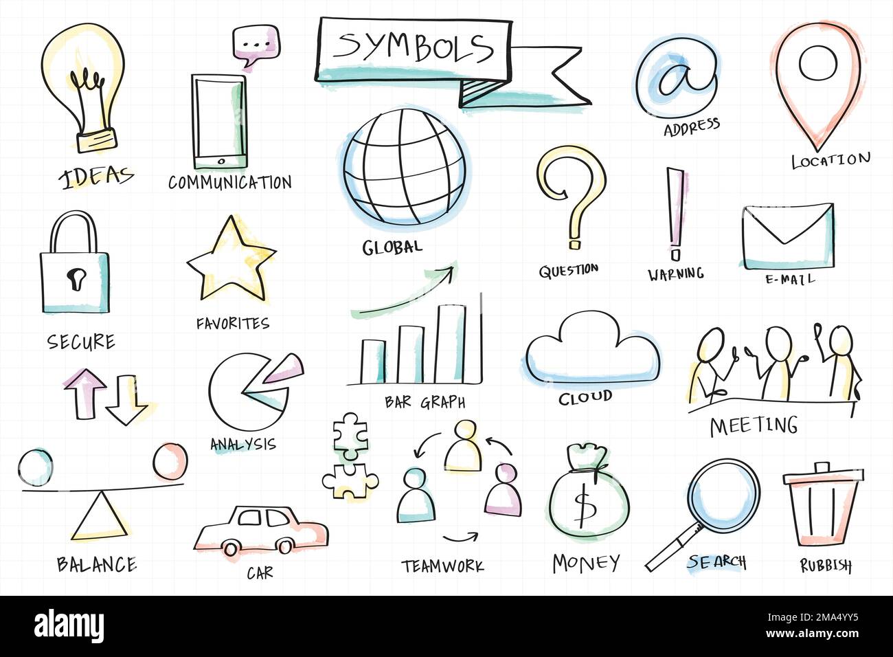 Hand drawn various symbol elements vector set Stock Vector Image & Art ...