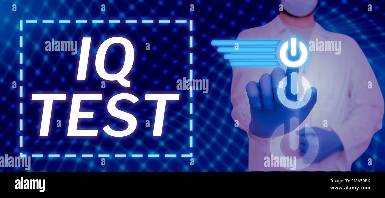Hand writing sign Iq Test. Business overview attempt to measure your ...