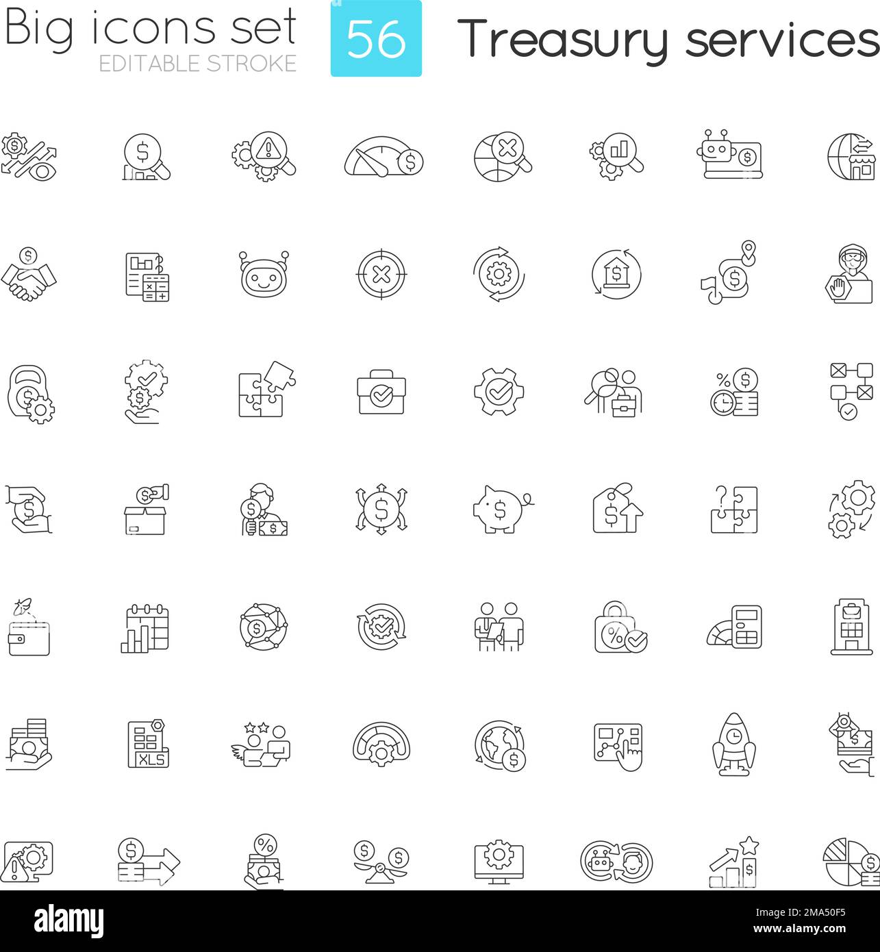 Treasury services linear icons set Stock Vector Image & Art - Alamy