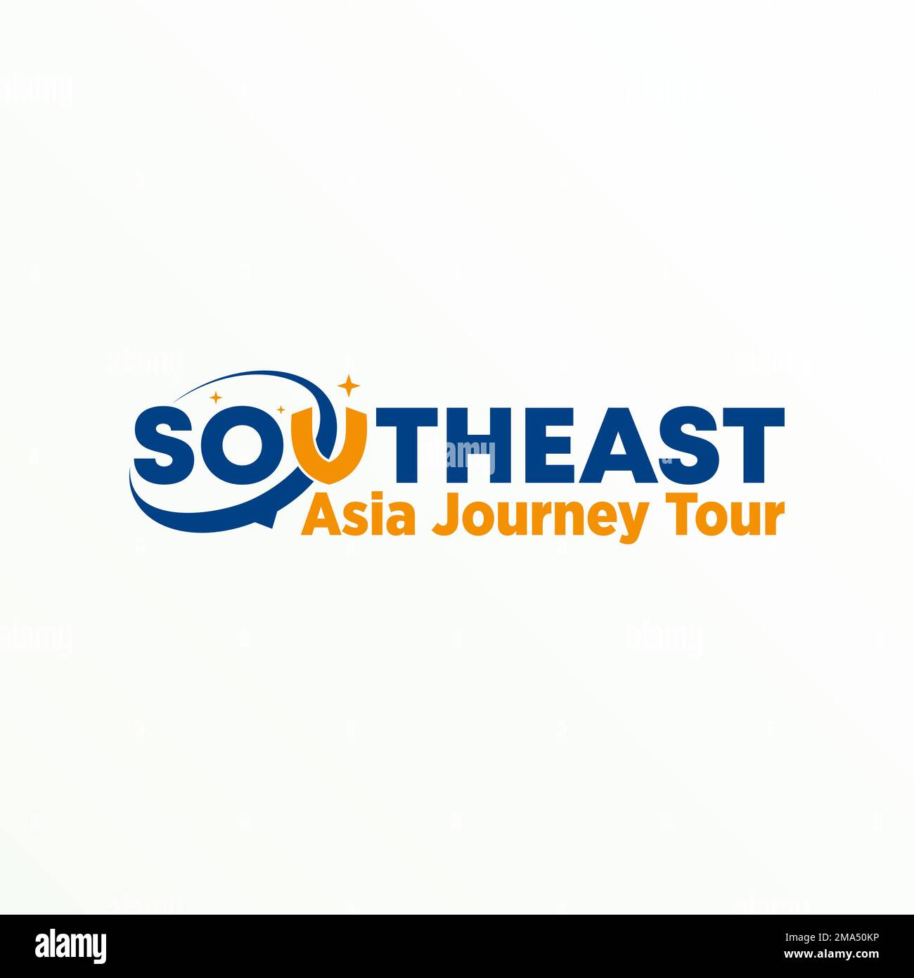 Simple letter or word SOUTHEAST sans serif font with compass and shield ...