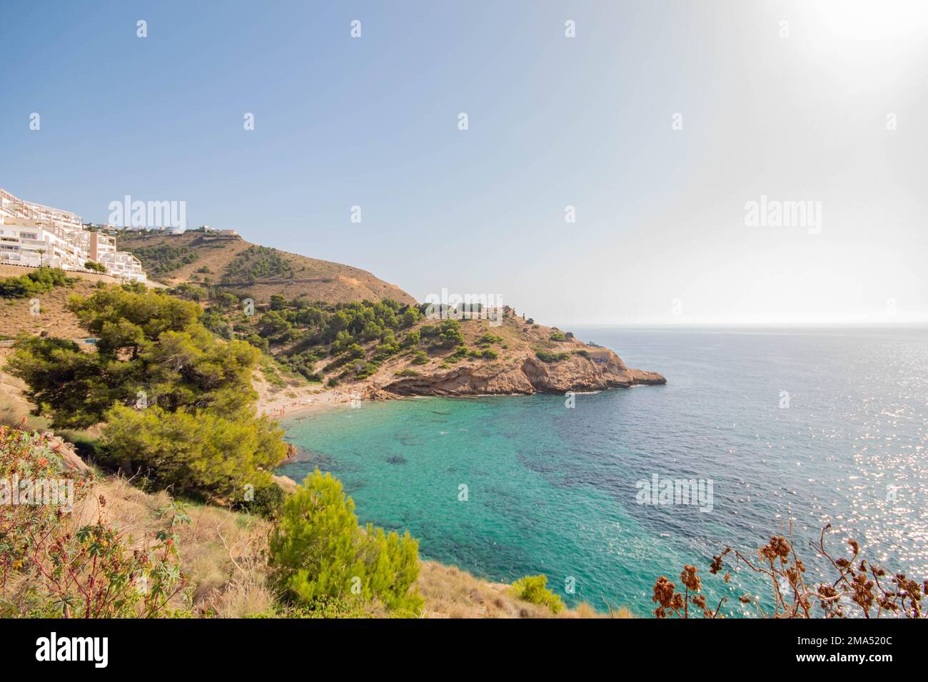 Panoramic of one of the beautiful coves with the turquoise water of ...