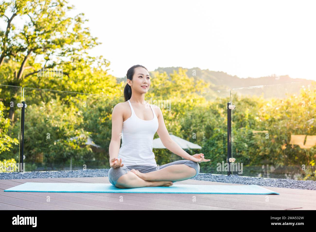 The young woman yoga practice Stock Photo - Alamy
