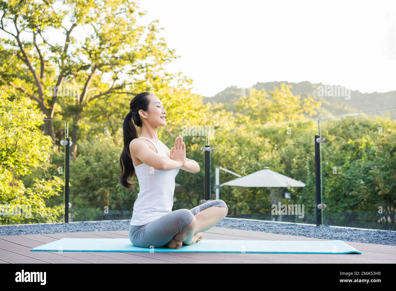 The young woman yoga practice Stock Photo - Alamy