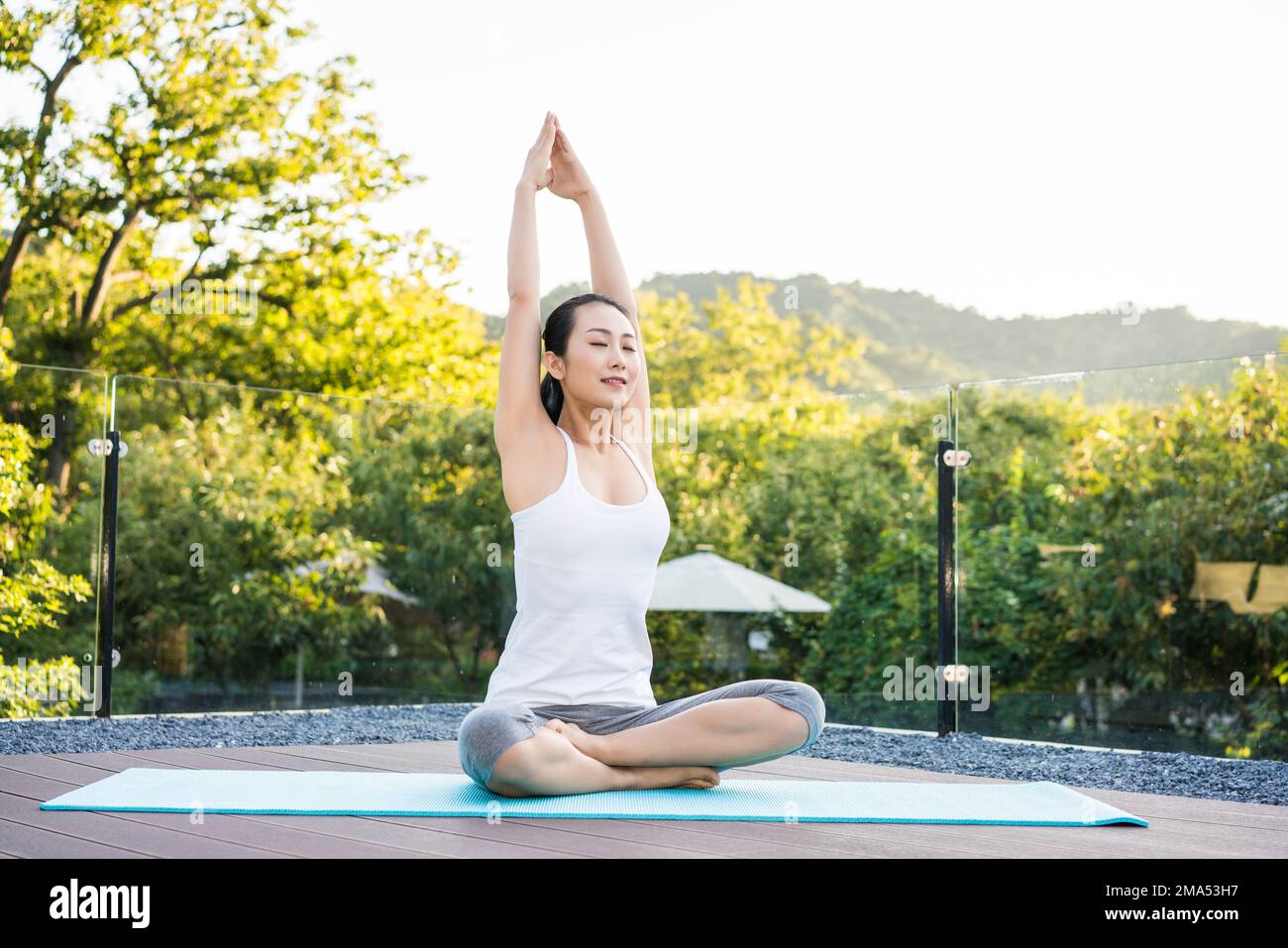 The young woman yoga practice Stock Photo - Alamy