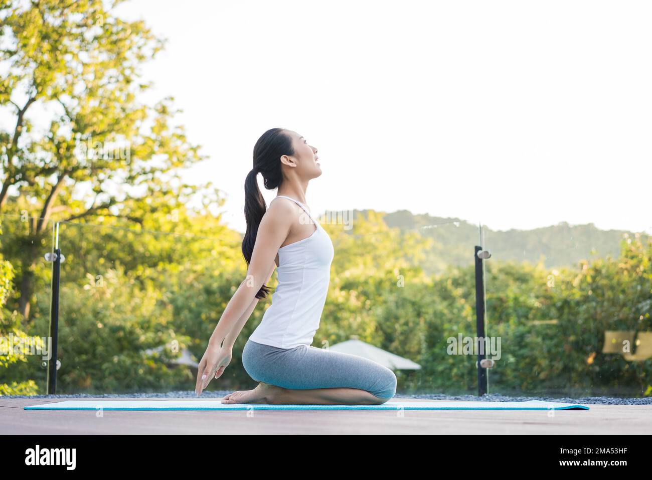 The young woman yoga practice Stock Photo - Alamy